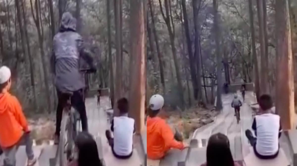 Ciclista sufre fuerte caída al cometer imprudencia