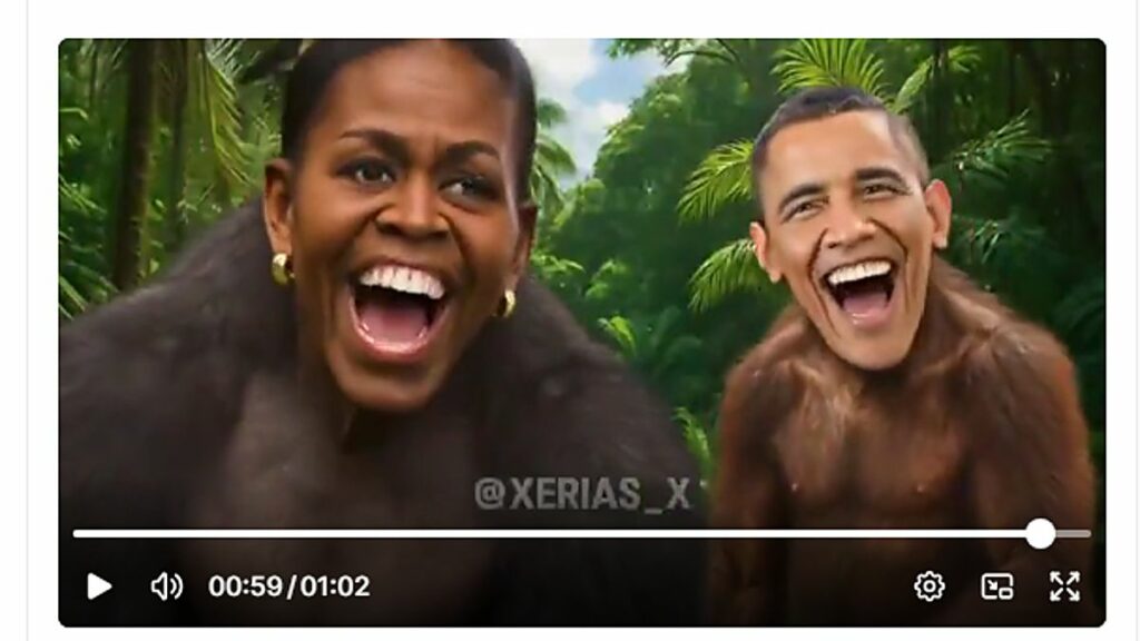El bochornoso posteo racista de Trump donde representa a los Obama como ...